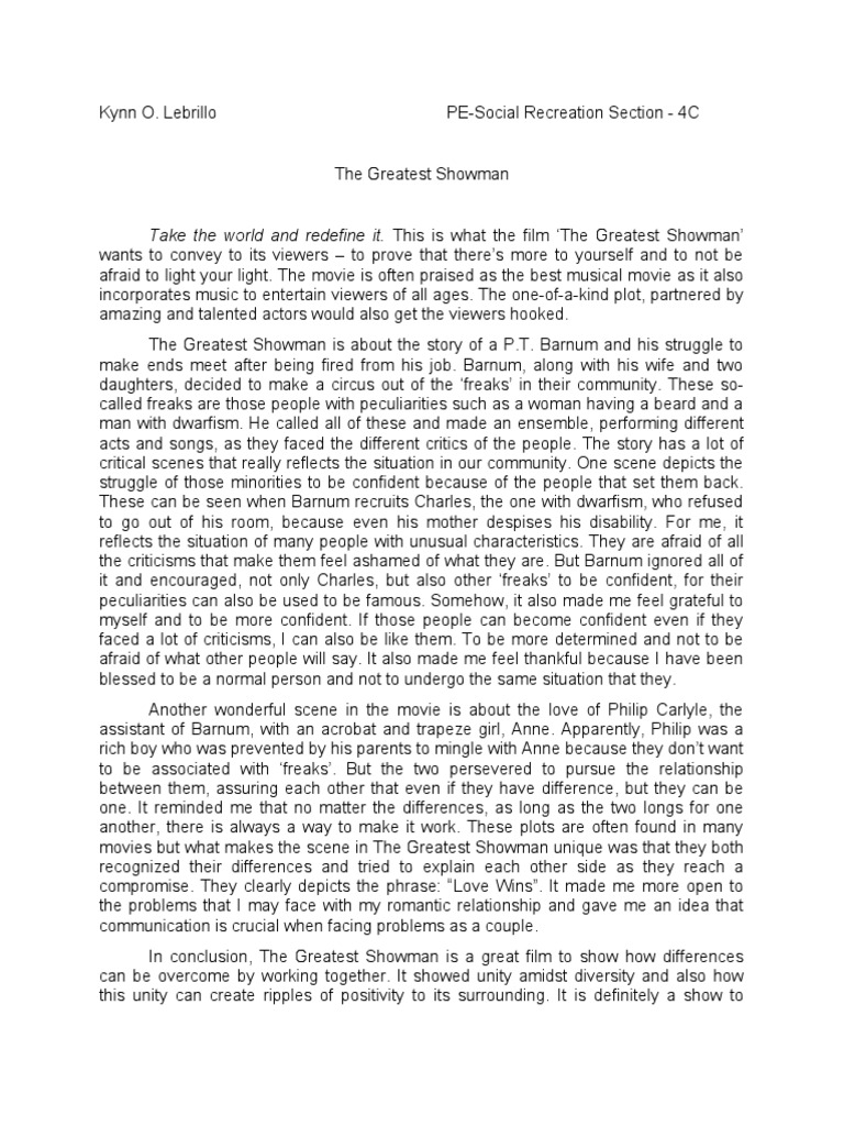 Lessons from The Greatest Showman | PDF | P. T. Barnum