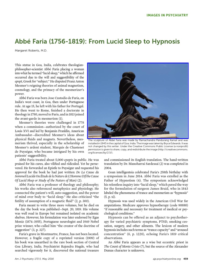 Abbé Faria: Father of Hypnosis | PDF | Hypnosis | Mind–Body Interventions