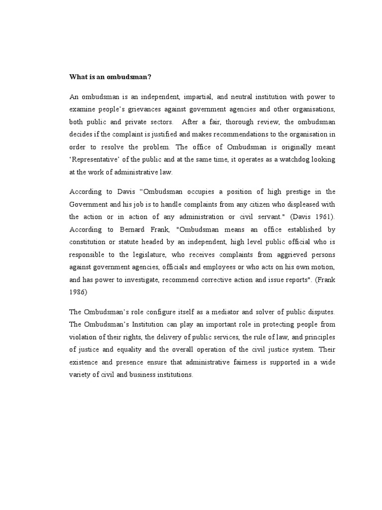What Is An Ombudsman | PDF | Mauritius | Democracy