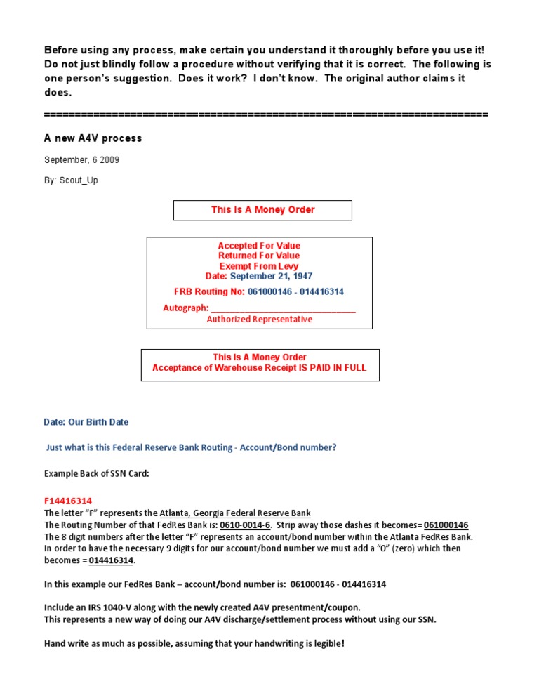 A4V Process with Routing 061000146 | PDF | Finance & Money Management