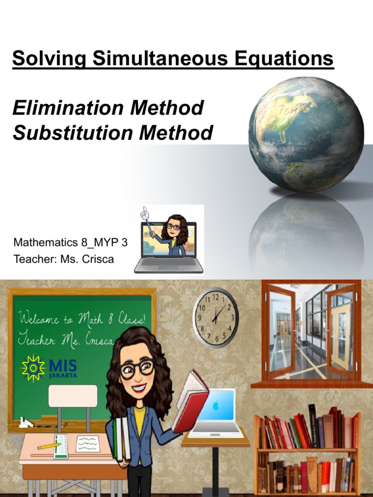 Solving Simultaneous Equations: Elimination Method Substitution Method | PDF | Equations ...