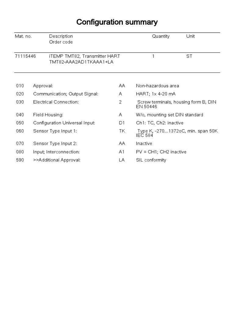 Tmt82 Thermocouple Transmitter | PDF