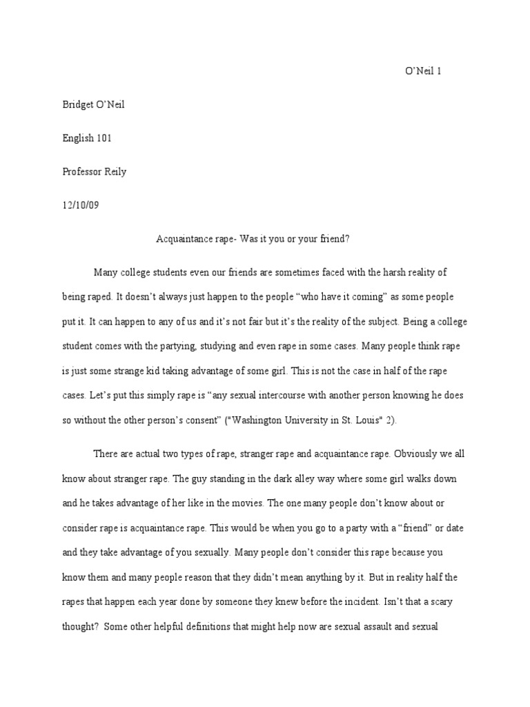 A. Rape Research Paper | PDF | Rape | Sexual Assault