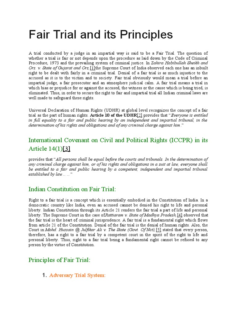 Fair Trial and Its Principles | PDF | Right To A Fair Trial ...