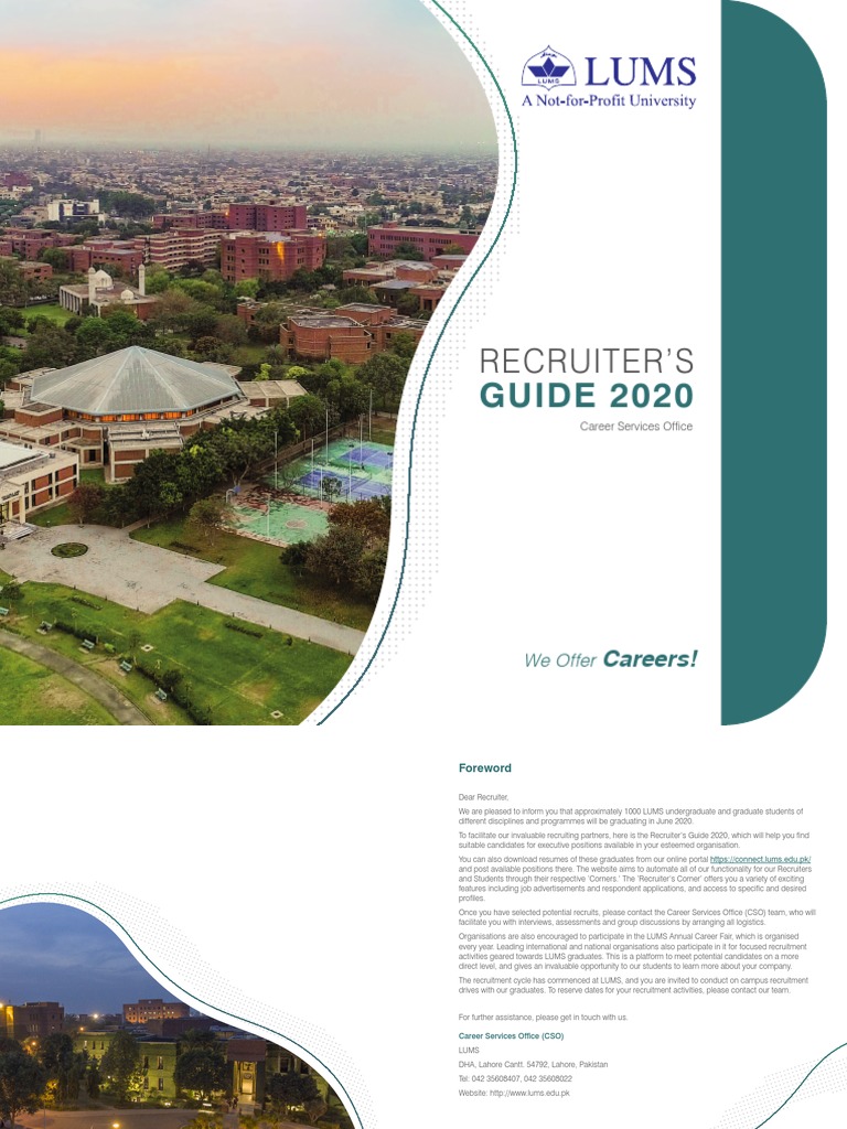 LUMS Recruiter's Guide 2020 | PDF | Bachelor Of Science | Recruitment