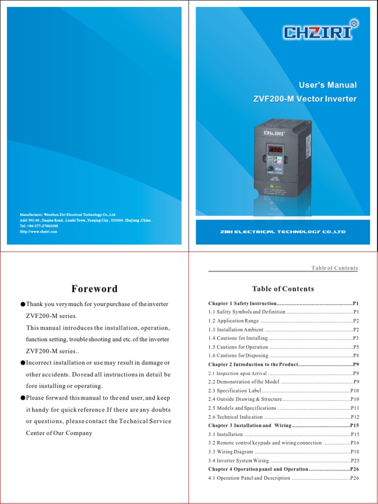 CHZIRI ZVF200 Manual | PDF | Power Inverter | Power Supply