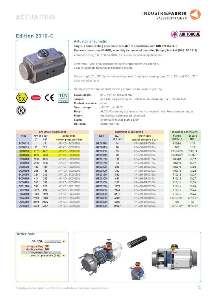 Air Torque Pneumatic Actuator Manual | PDF | Actuator | Machines