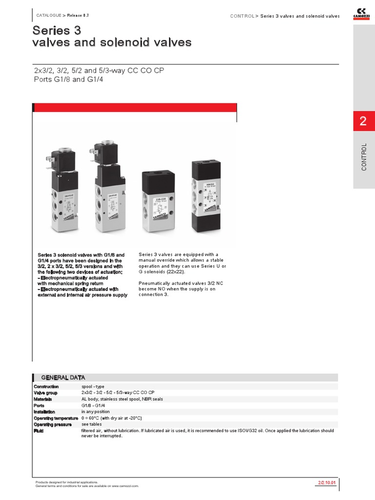 5 - 2 Solenoid Valve Camozzi | PDF | Valve | Fluid Dynamics