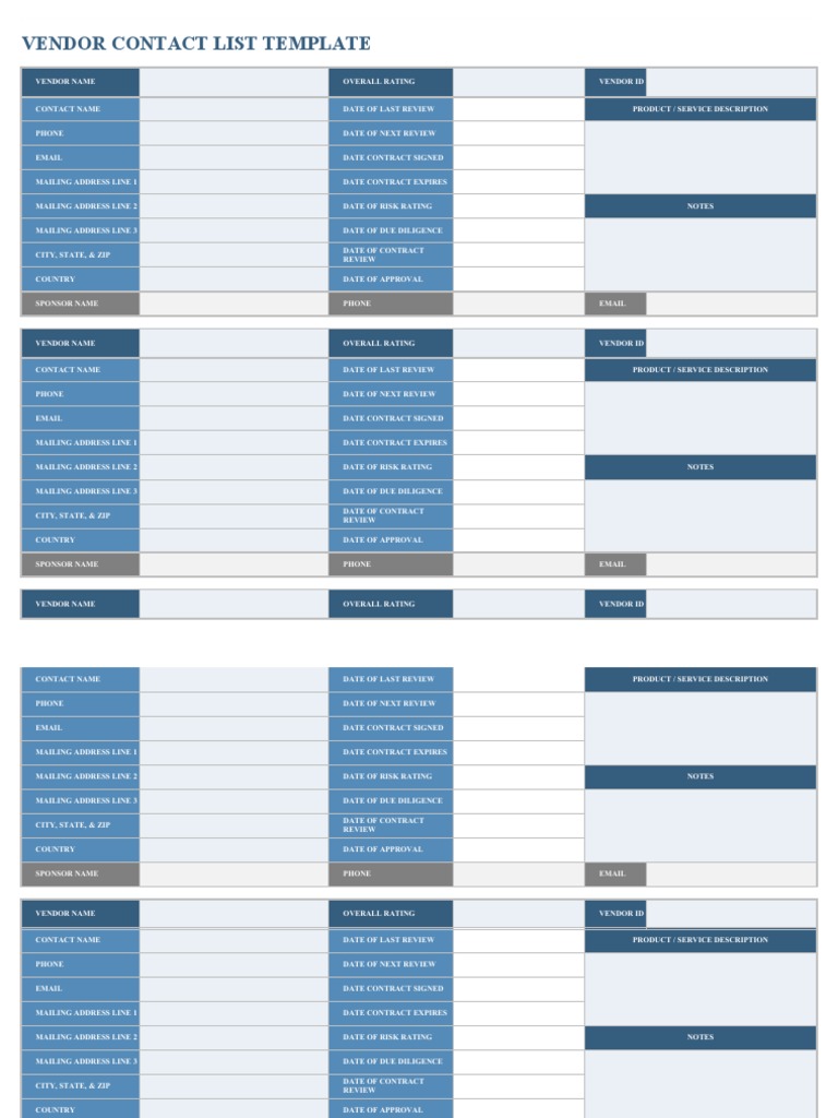 Vendor Contact List Template | PDF | Cyberspace | Computer Mediated ...