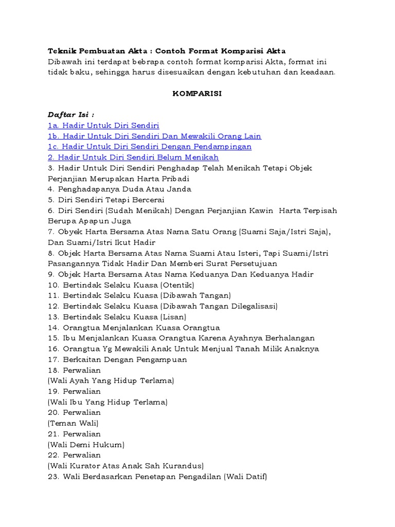 Contoh Komparisi Akta | PDF
