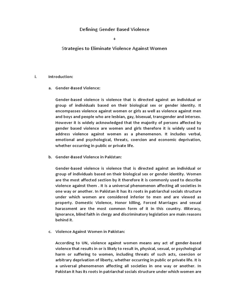 Defining Gender Based Violence | PDF | Violence Against Women | Sexual ...