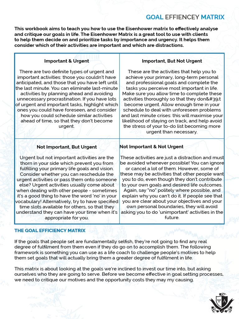 Goal Effiencey Matrix | PDF | Goal Setting | Goal