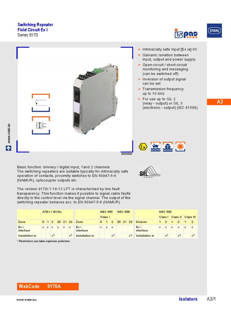 Series 9170: Switching Repeater Field Circuit Ex I | PDF | Alternating ...