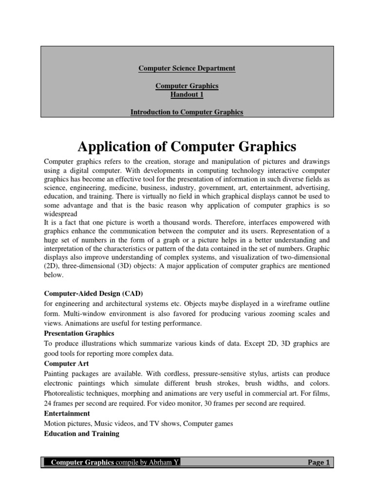 Application of Computer Graphics | Download Free PDF | Display ...