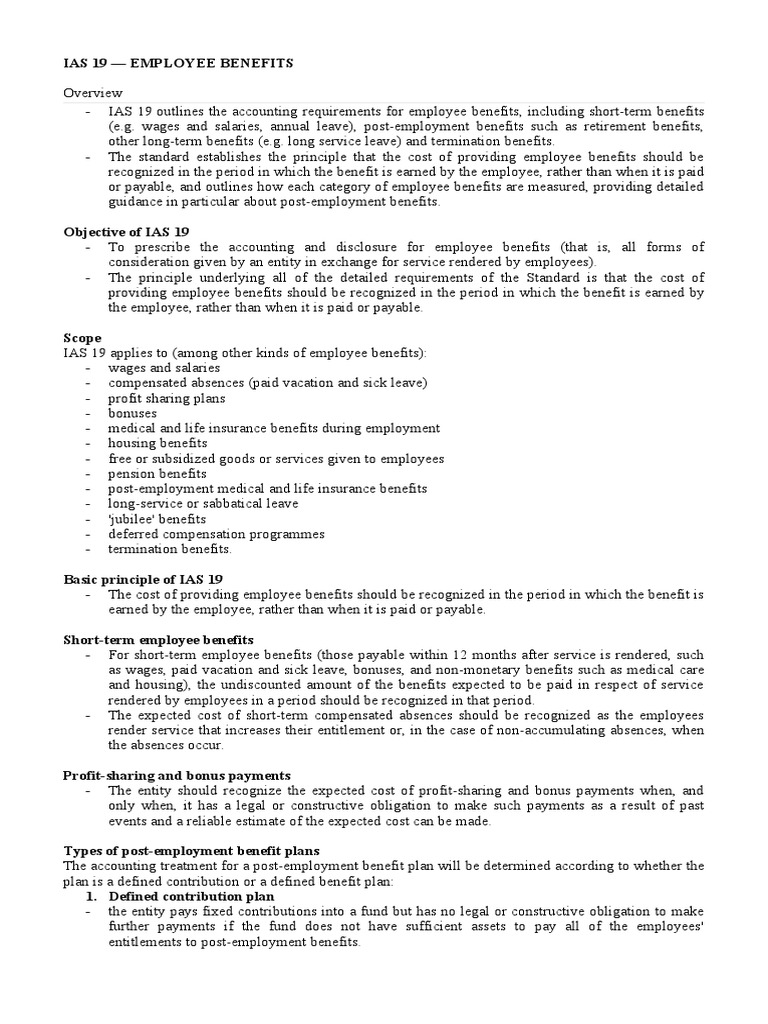 Ias 19-Employee Benefits | PDF | Defined Benefit Pension Plan ...