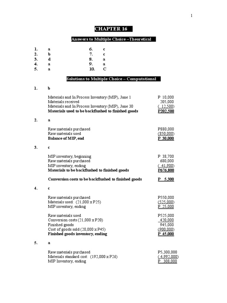 Cost Accounting - Chapter 16 - Guerrero | PDF | Cost Of Goods Sold ...