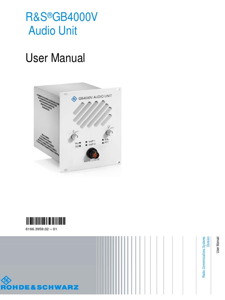 User Manual: R&S GB4000V Audio Unit | PDF | Voice Over Ip | World Wide Web