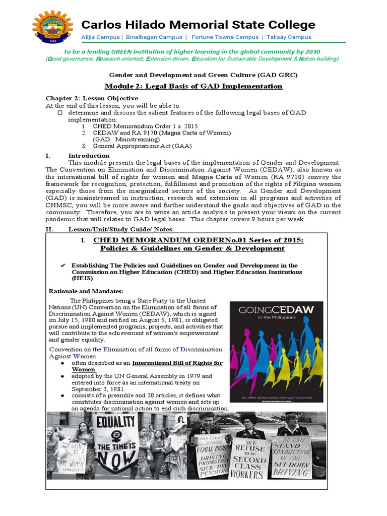 MODULE 2 Legal Basis of GAD Implementation | PDF | Convention On The Elimination Of All Forms Of ...