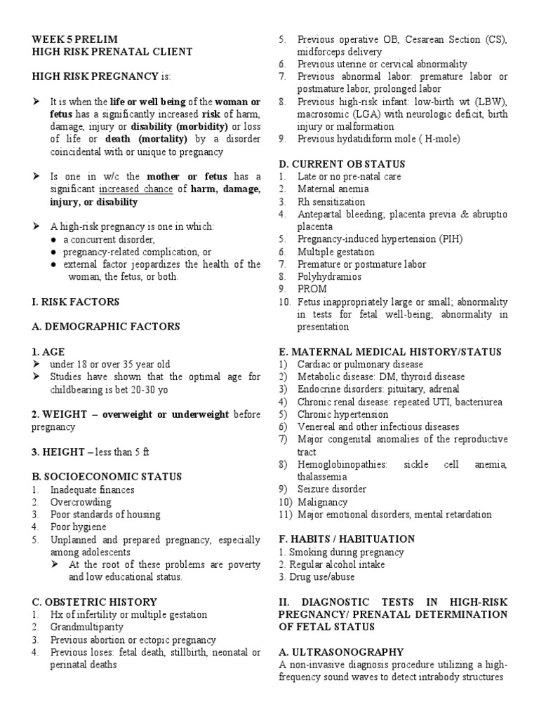 High Risk Prenatal Care | PDF | Pregnancy | Fetus
