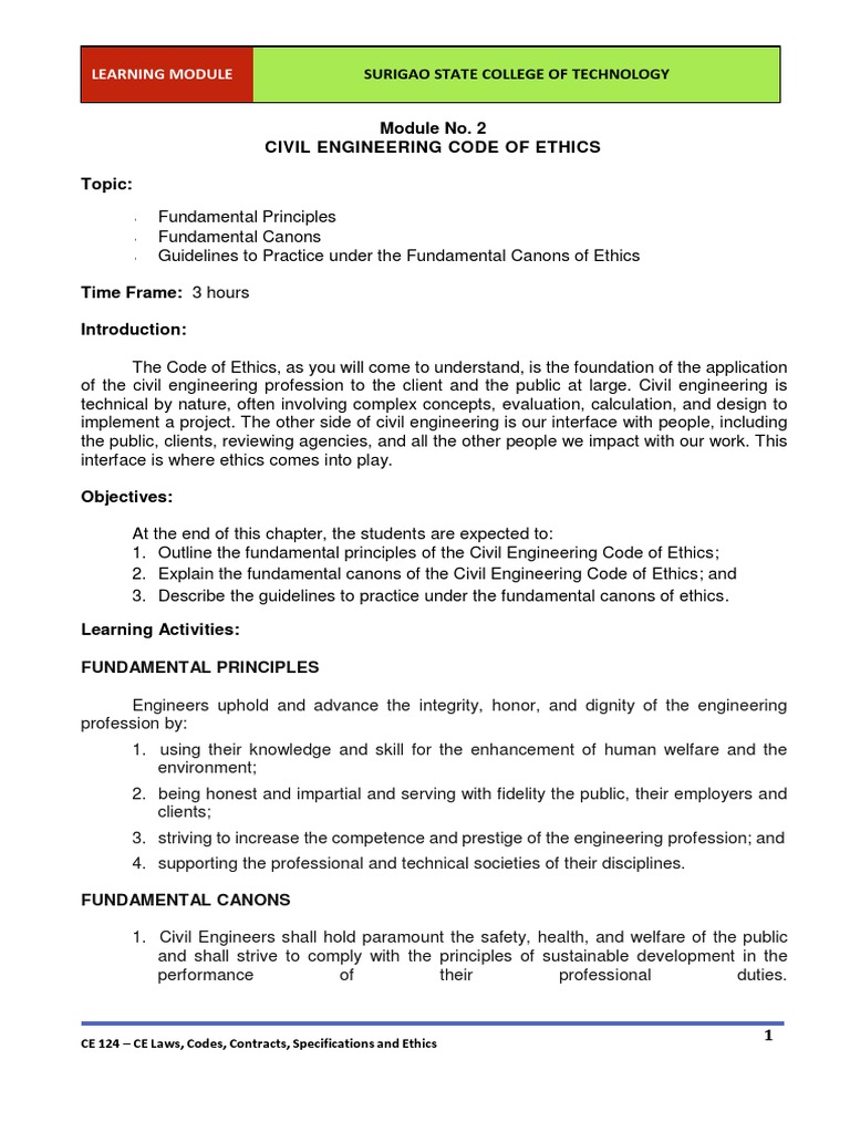 Module 2 Civil Engineering Code of Ethics | Download Free PDF ...