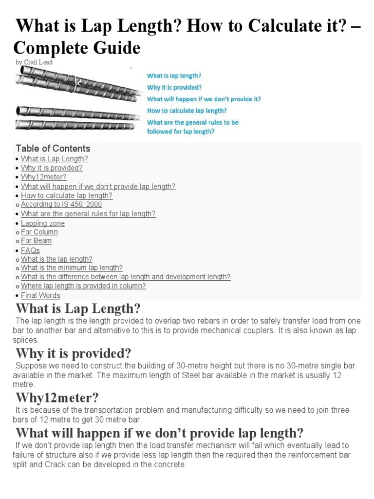 What Is Lap Length? How To Calculate It? - Complete Guide | Download ...