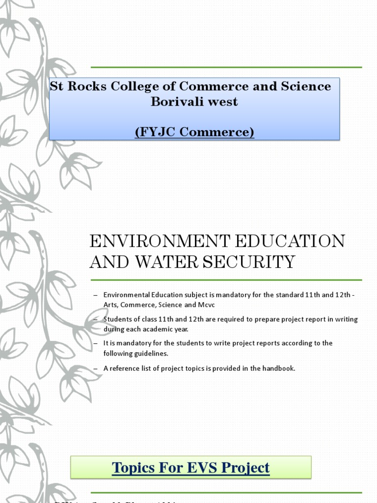 EVS Project Guidelines for Class 11 | PDF | Observation | Data