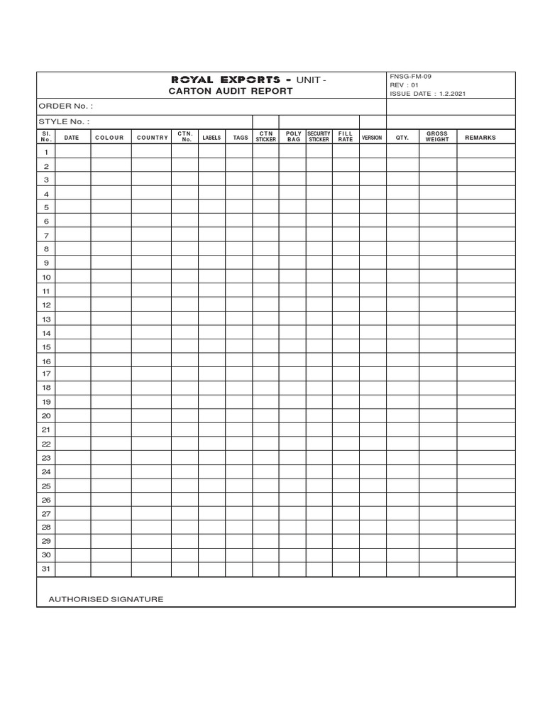 Carton Audit | PDF