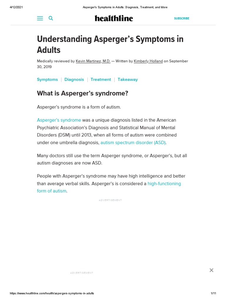 Asperger's Symptoms in Adults - Diagnosis, Treatment, and More ...