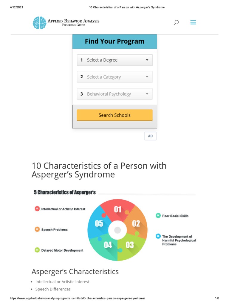 10 Characteristics of A Person With Asperger's Syndrome | PDF ...