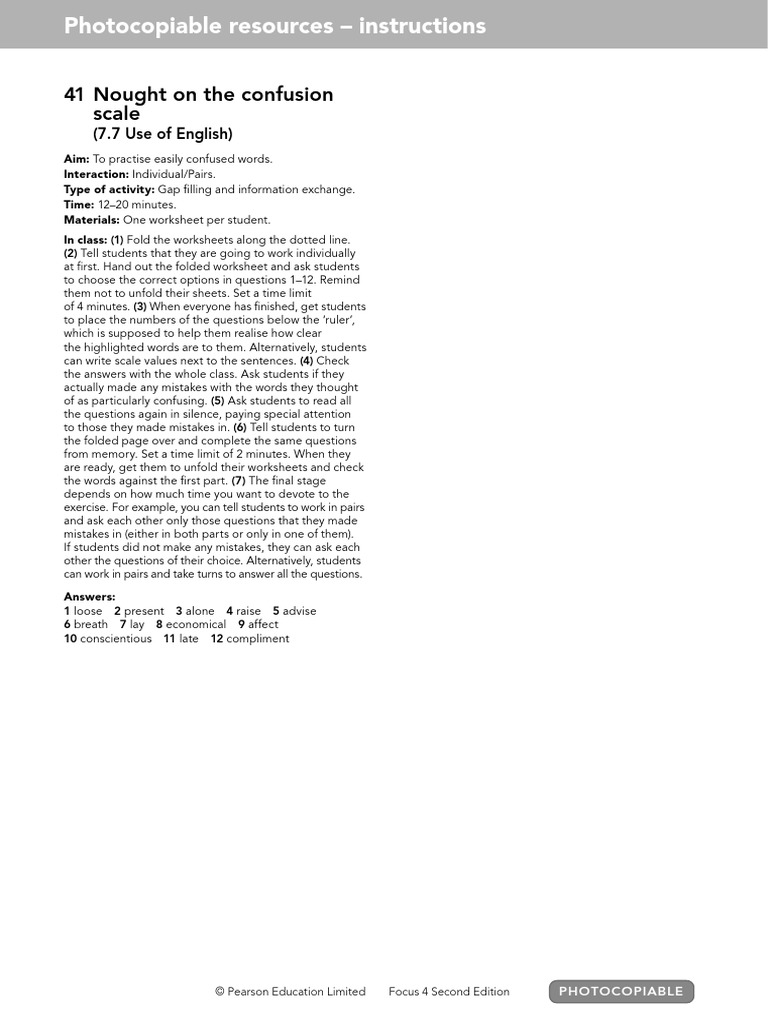 Focus4 2E Unit7 Lesson7 Resource 41 | PDF | Worksheet | Question