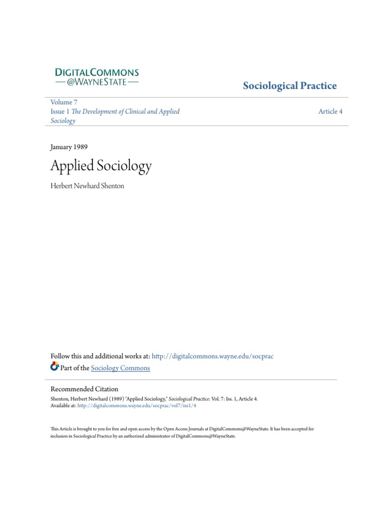Applied Sociology: Sociological Practice | PDF | Sociology | Theory