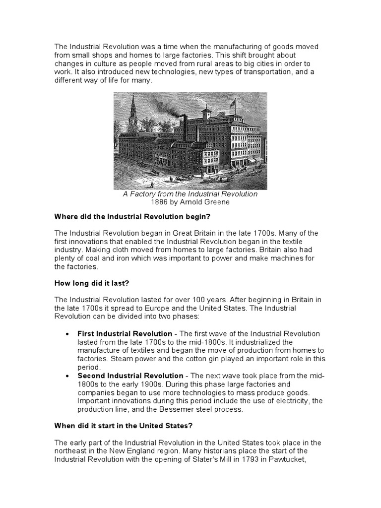 Where Did The Industrial Revolution Begin? | PDF | Industrial ...