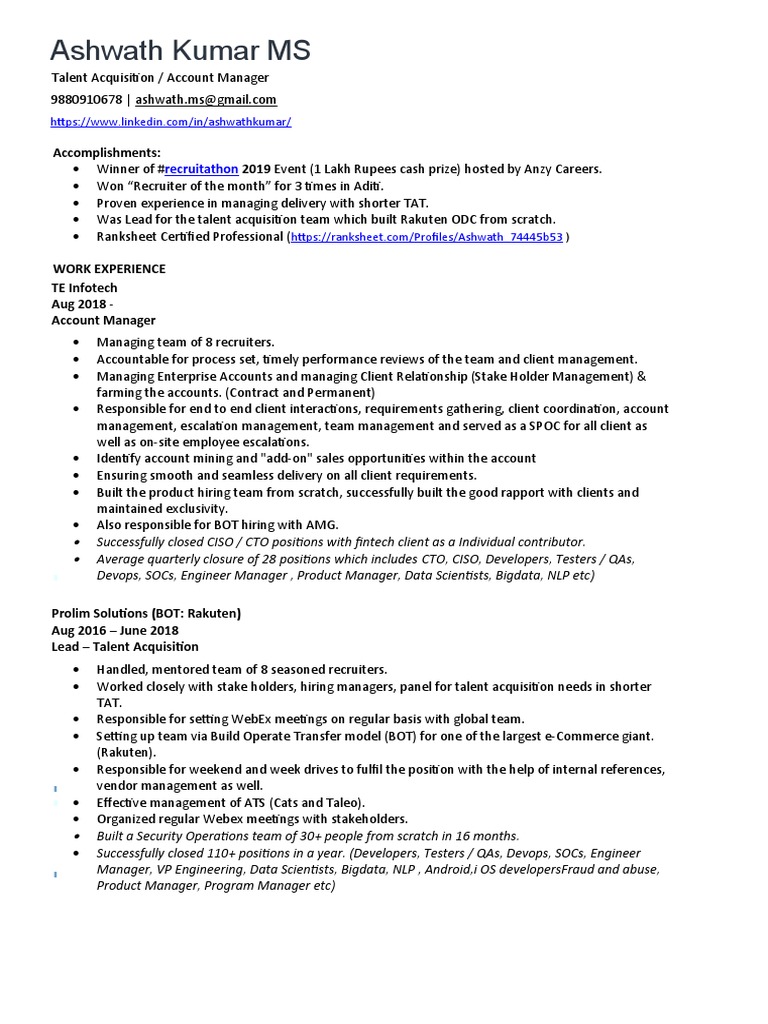 Ashwath Kumar MS: Recruitathon | PDF | Recruitment | Business