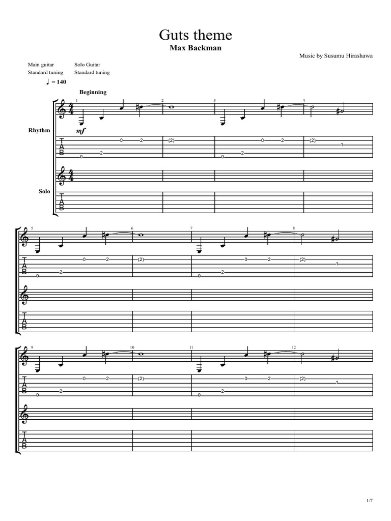 Guts Theme: Max Backman | PDF | Musical Forms | Guitar Family Instruments