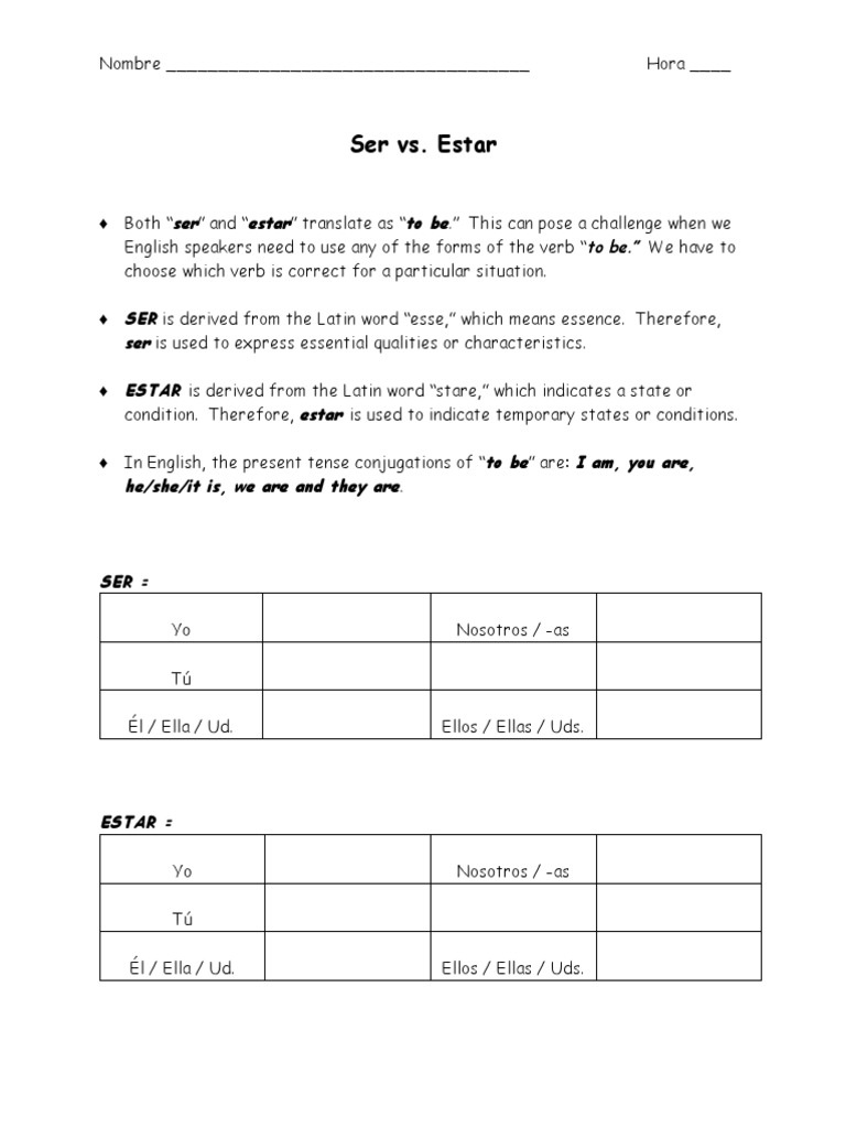 Ser vs. Estar: Spanish Verb Guide | PDF | Linguistics | Morphology