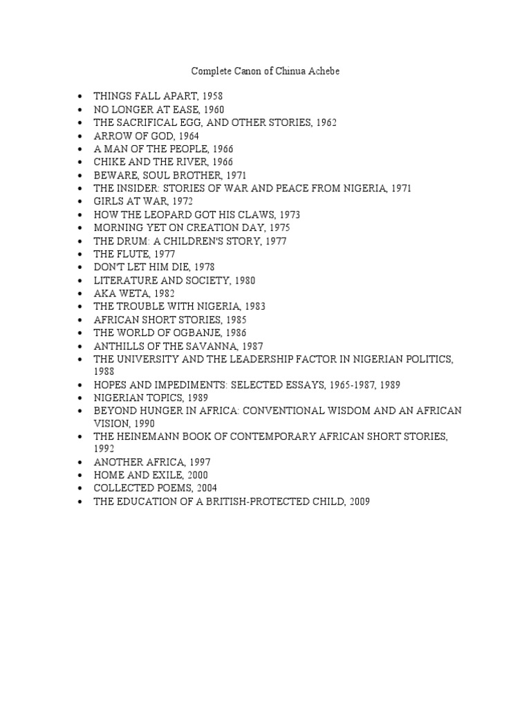 Complete Works of Chinua Achebe | PDF