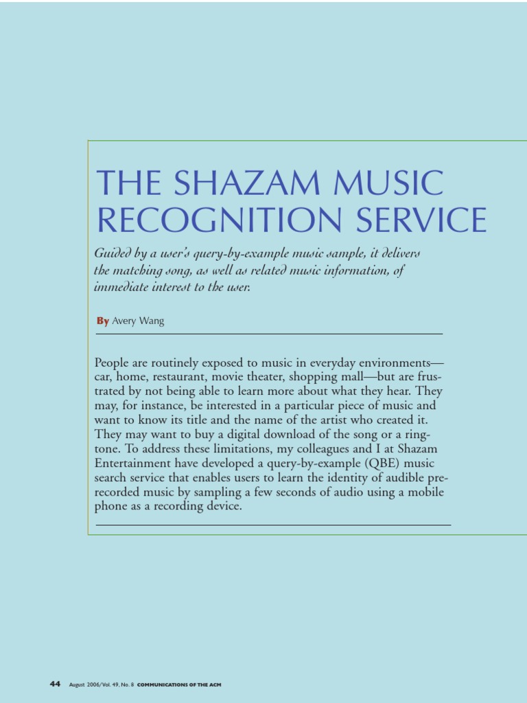 1.the Shazam Music Recognition Service | Download Free PDF | Distortion | Noise