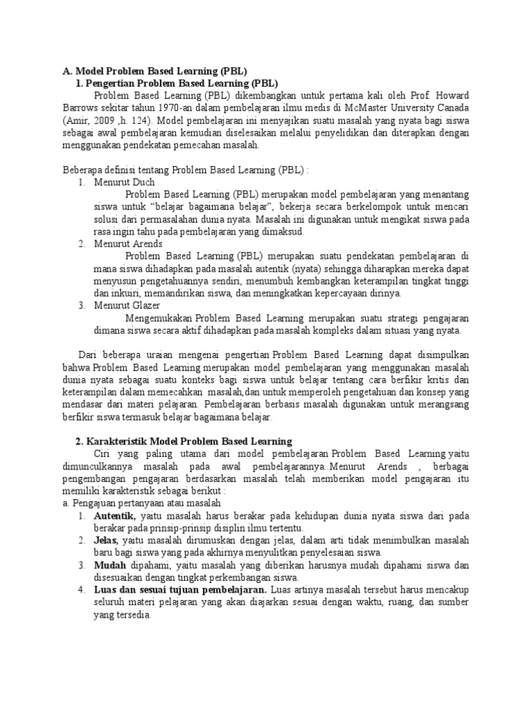 Karakteristik Problem Based Learning | PDF | Karier & Perkembangan | Pengembangan Diri