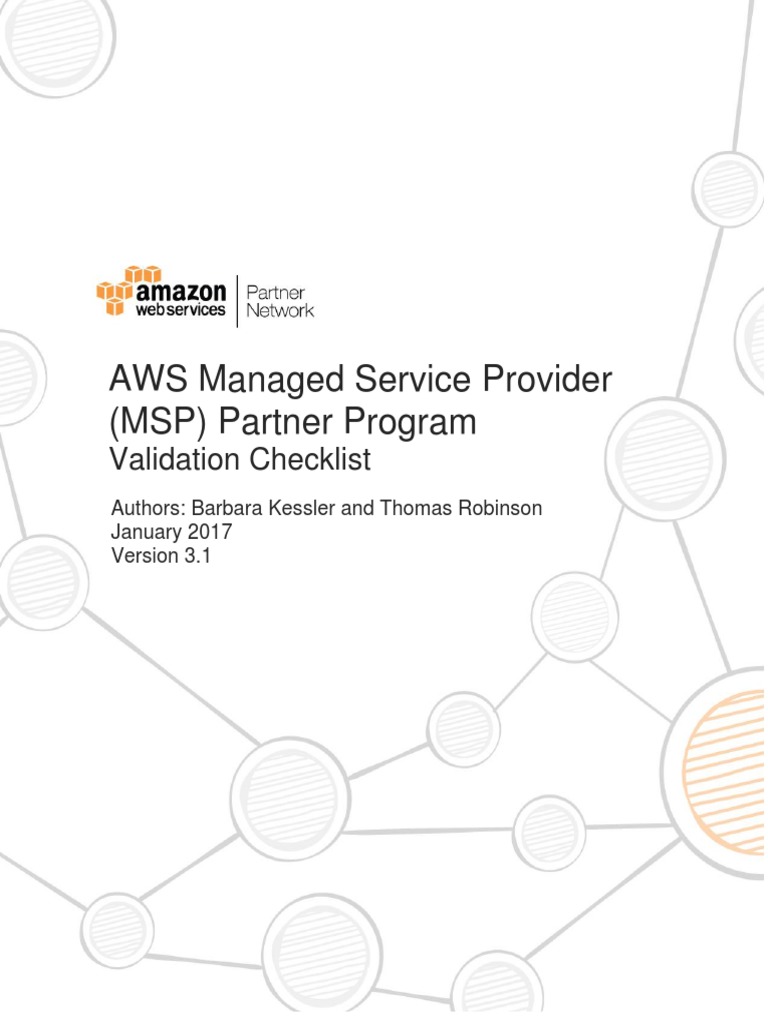 AWS MSP Partner Program Validation Checklist v4.1 | PDF | Amazon Web Services | Information Security