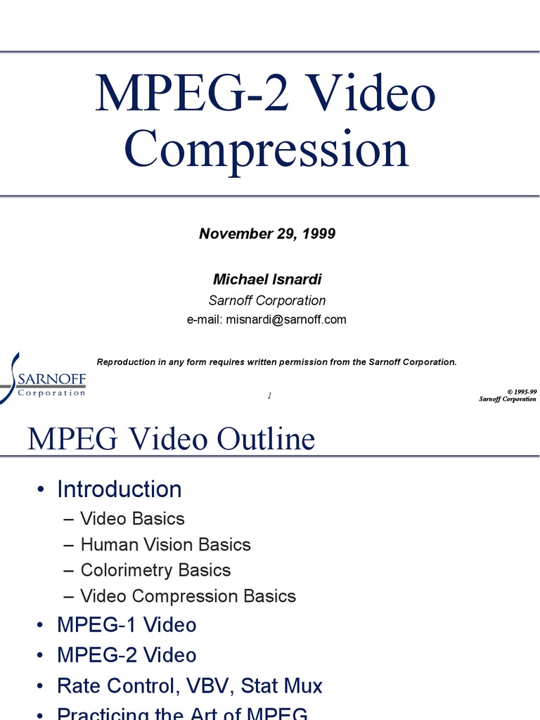Mpeg 2VideoCompression | PDF | Video | Data Compression