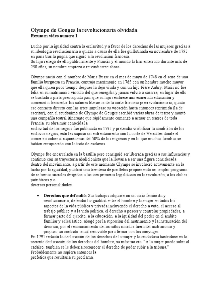 Olympe de Gouges: Lucha y Legado | PDF | Revoluciones | Agitación