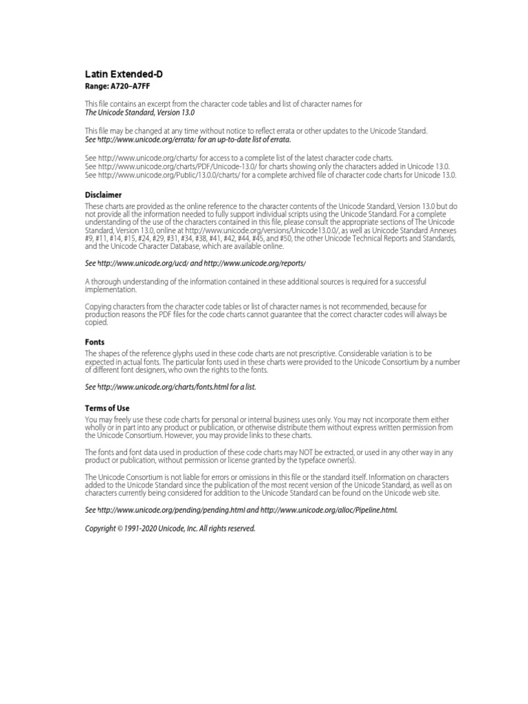 Latin Extended-D: Range: A720-A7FF | PDF | Latin Script | Orthography