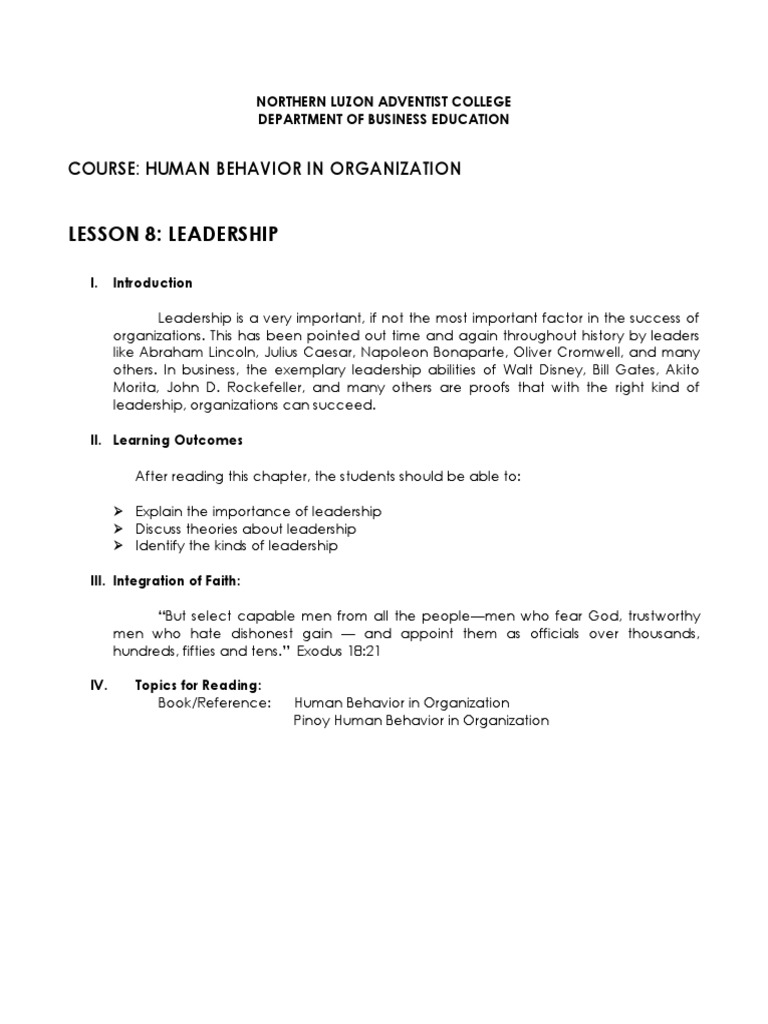 HBO Chapter 8 - Leadership | PDF | Power (Social And Political) | Leadership