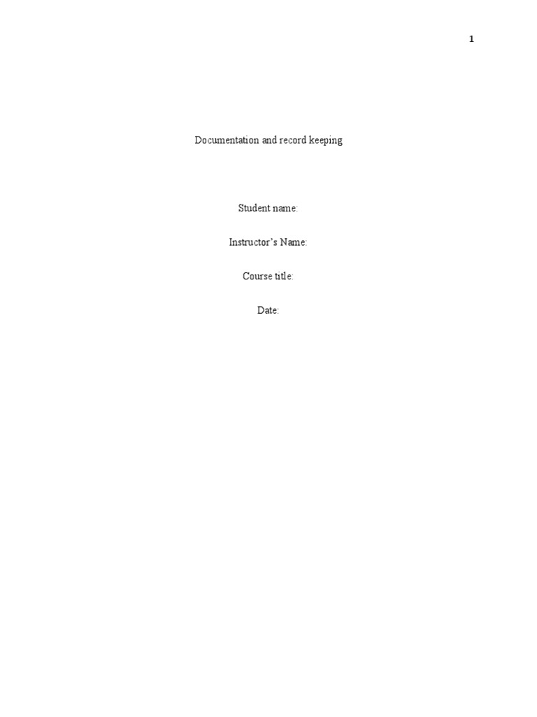 Documentation And Record Keeping Pdf Nursing Health Care