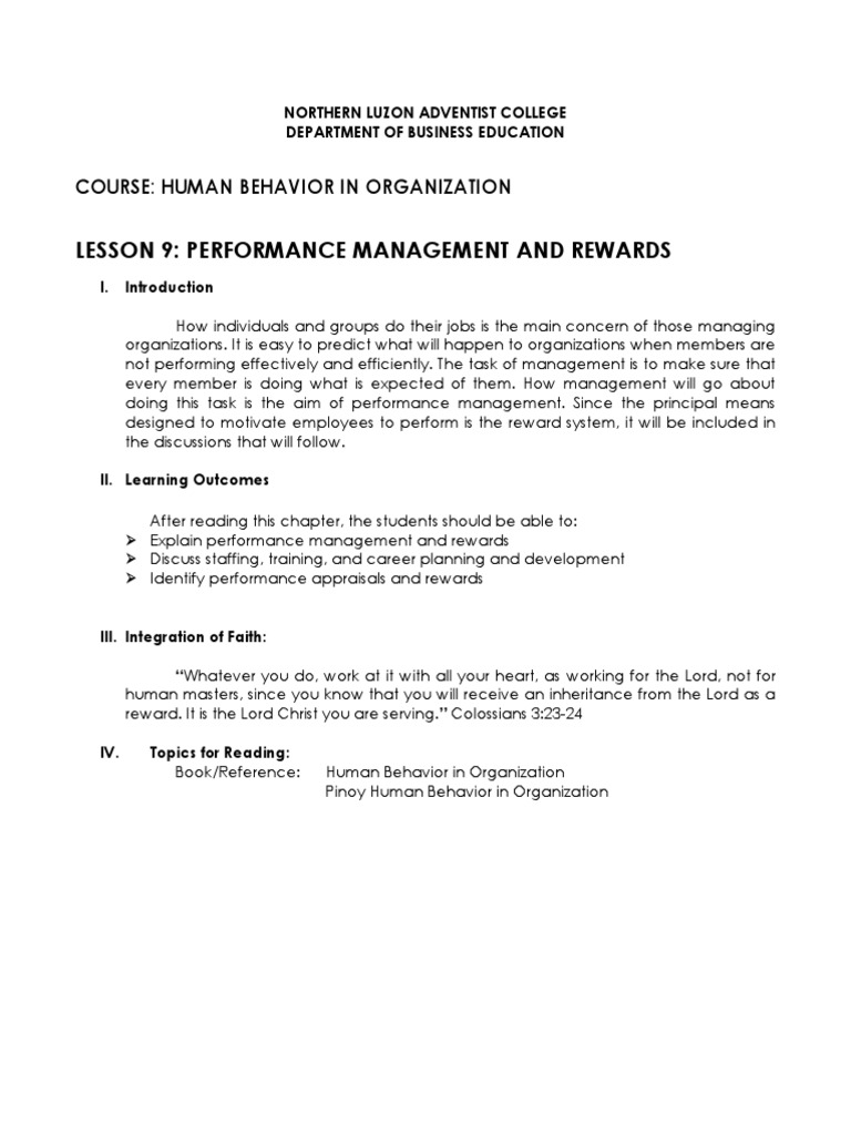 HBO Chapter 9 - Performance Management and Rewards | PDF | Performance ...