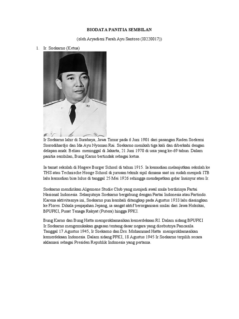Biodata Panitia Sembilan | PDF