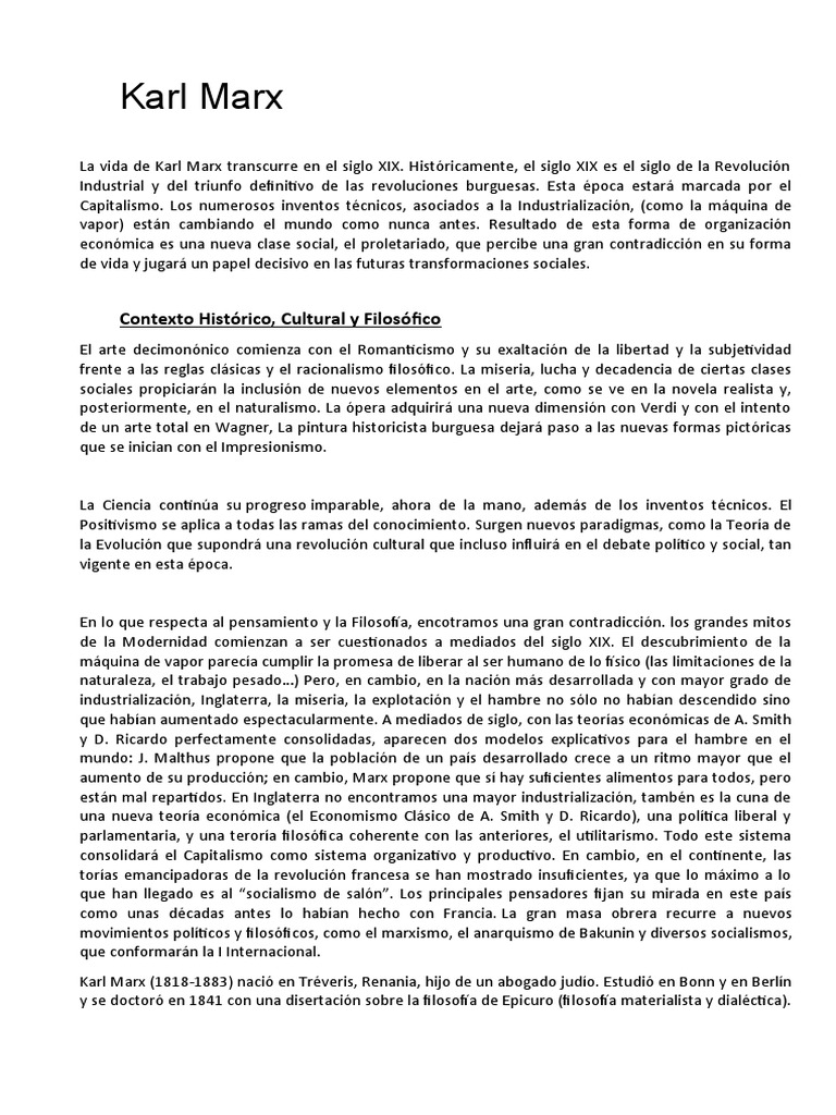 Vida y legado de Karl Marx en el siglo XIX | PDF | Karl Marx ...