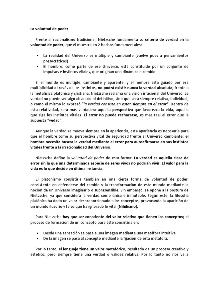 Niet 2 - La Voluntad de Poder | PDF | Friedrich Nietzsche | Verdad