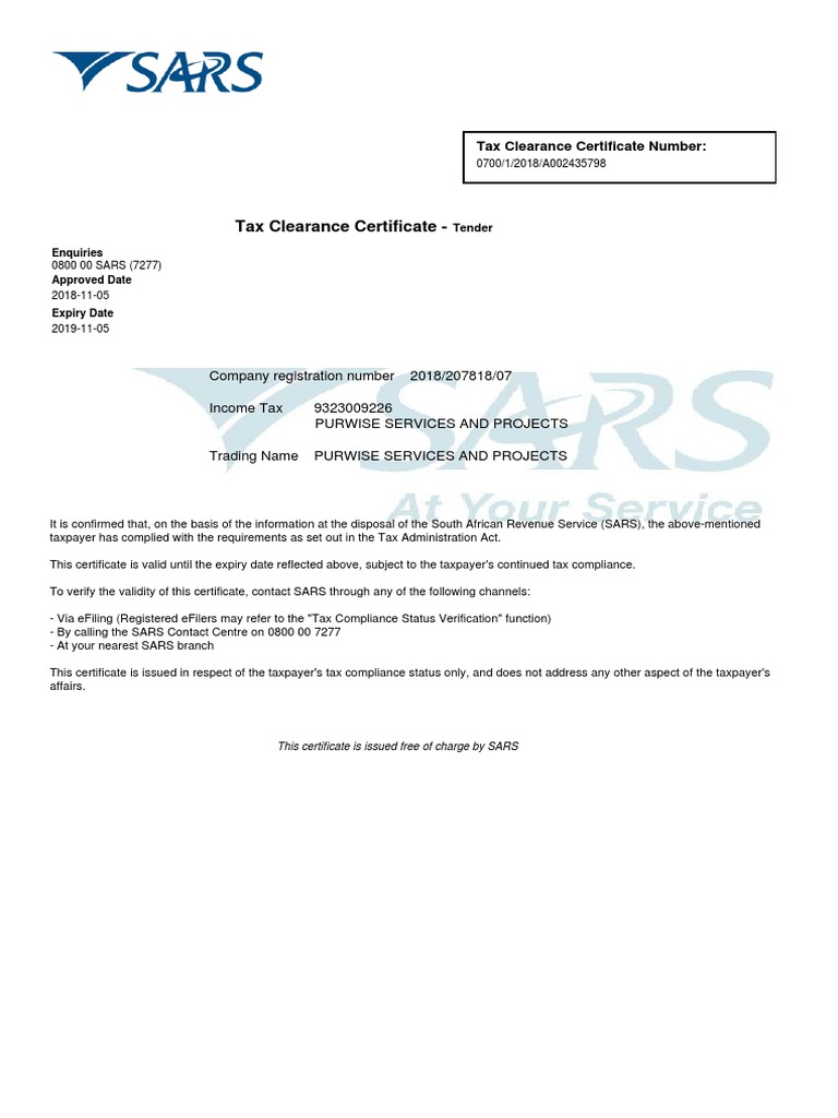Tax Clearance Certificate | PDF | Finance & Money Management