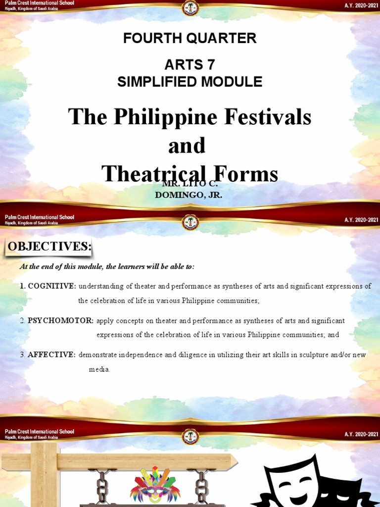 ARTS 7 Simplified Module Q4 | PDF | Festival | Philippines